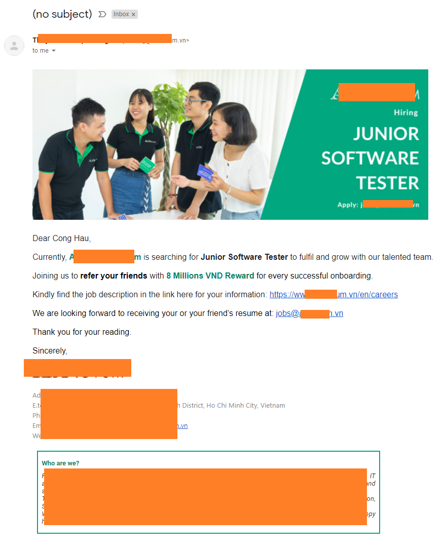 (no subject) email – khi sự chuyên nghiệp “bị hời hợt” – JASON NGUYEN